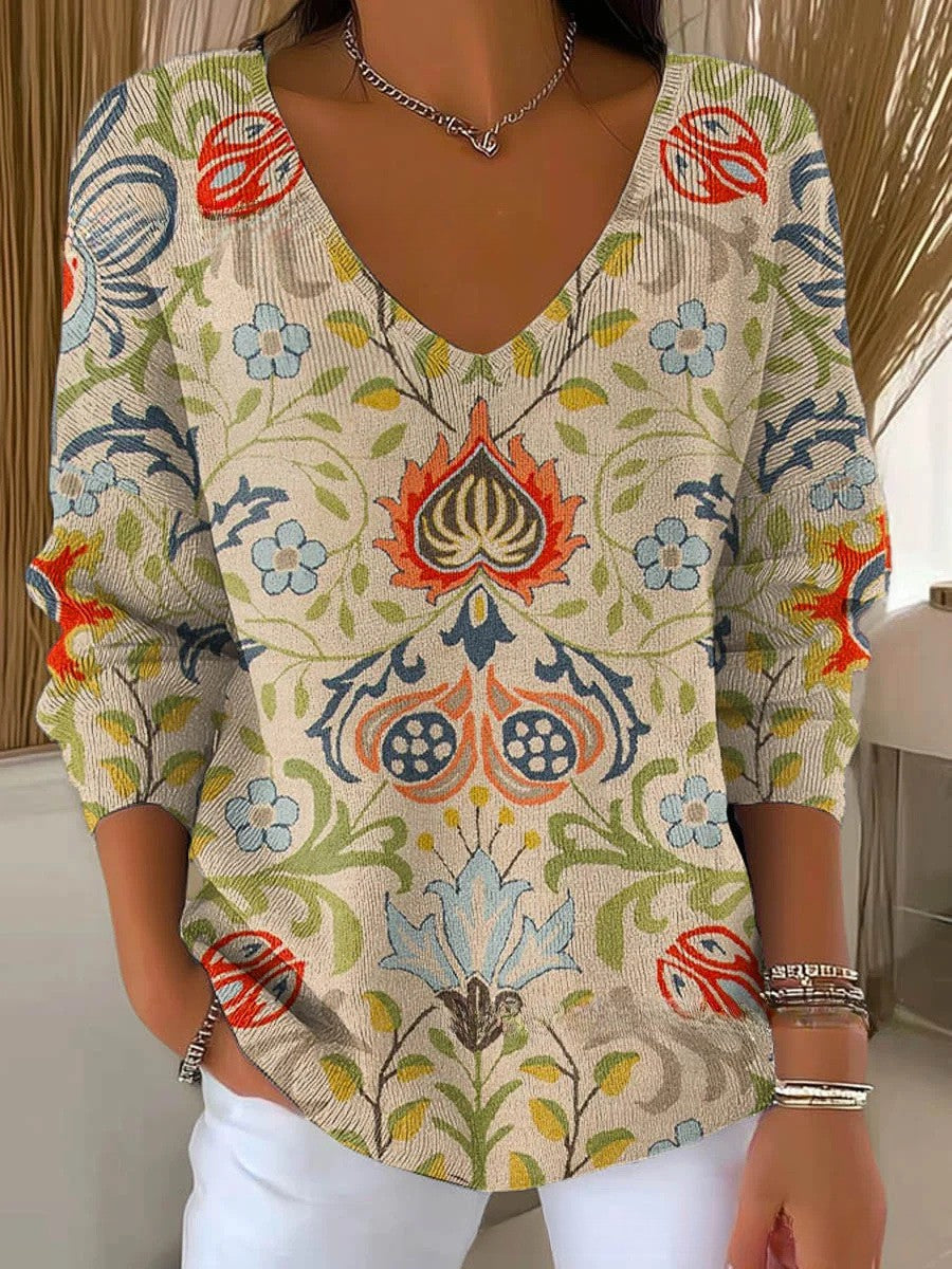 Clarissa – Colourful V-neck sweater – Finesse Montreal Boutique